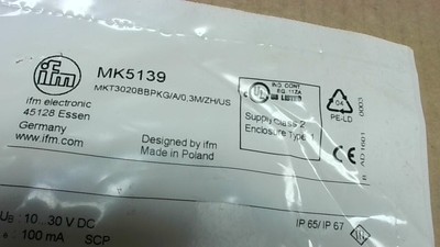 IFM MK5139 T-slot Cylinder Sensor MKT3020BBPKG/A/0.3M/ZH/US - New In ...