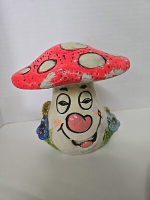 Vintage 1960's Era Retro Paper Mache Type Material Mushroom Coin Bank ...