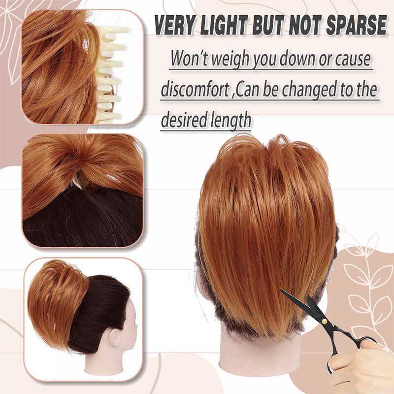Bendable Bun Ponytail Extensions Claw Fluffy Updo Curly Hairpiece Soft ...