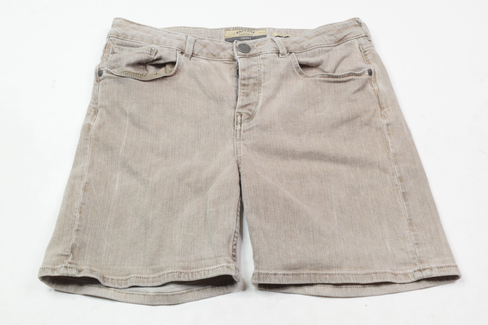 Fat Face Denim Shorts Womens 10 Gray Button-Fly Cotton Stretch Mid-Rise ...