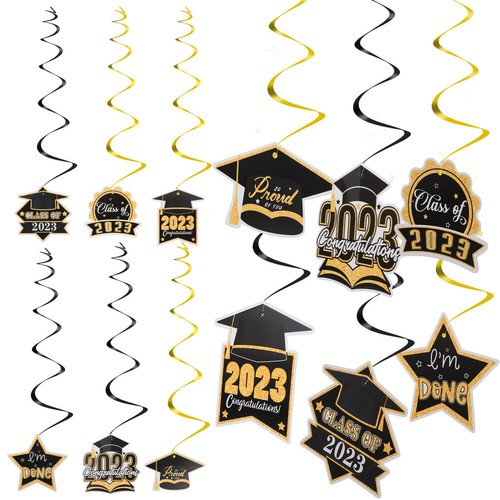 12 Pcs Graduation Spiral Ornament Scene Layout Prop Pendants The Banner ...
