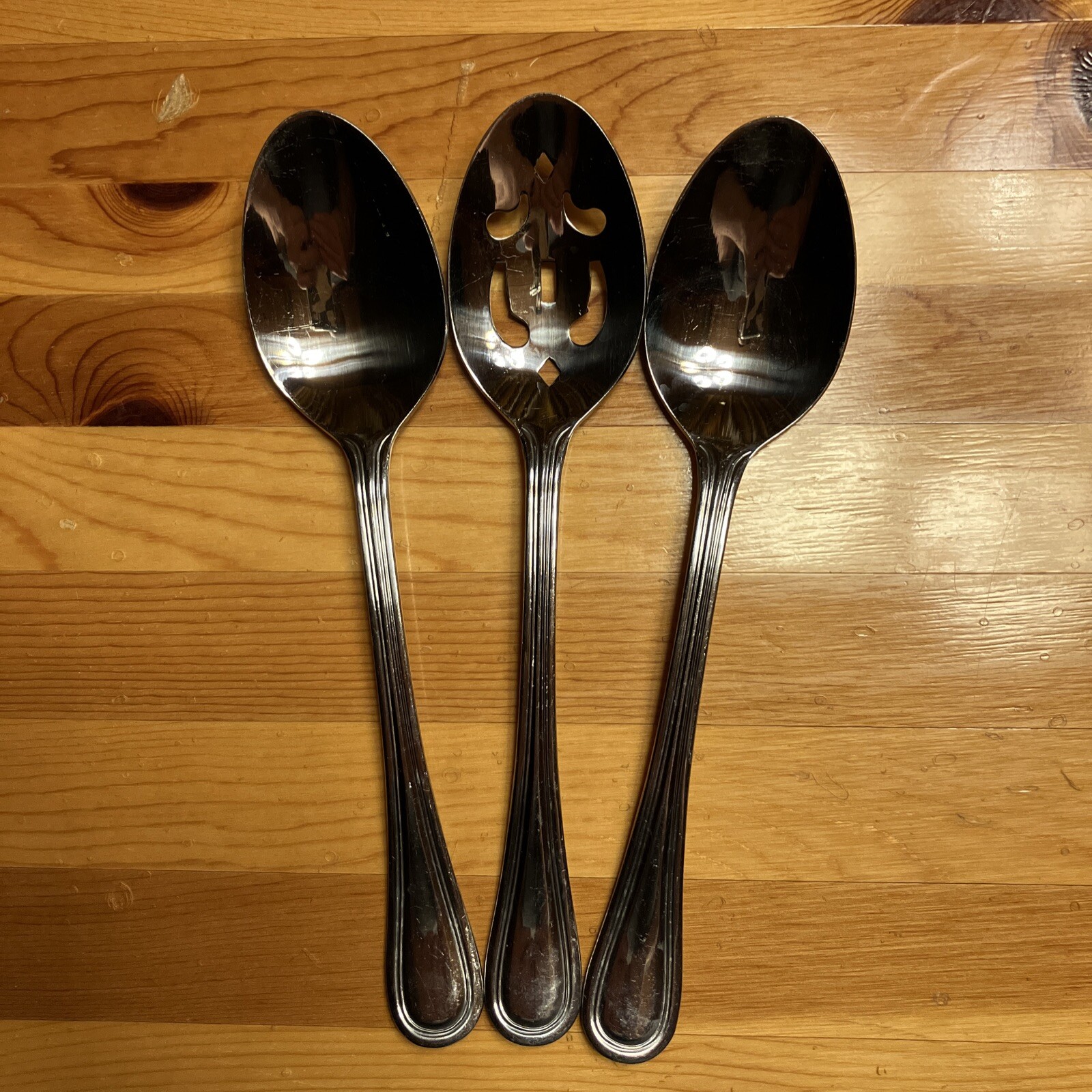 Set Of 3 Oneida Hollis Tress Stainless Steel Solid Serving Spoons ...