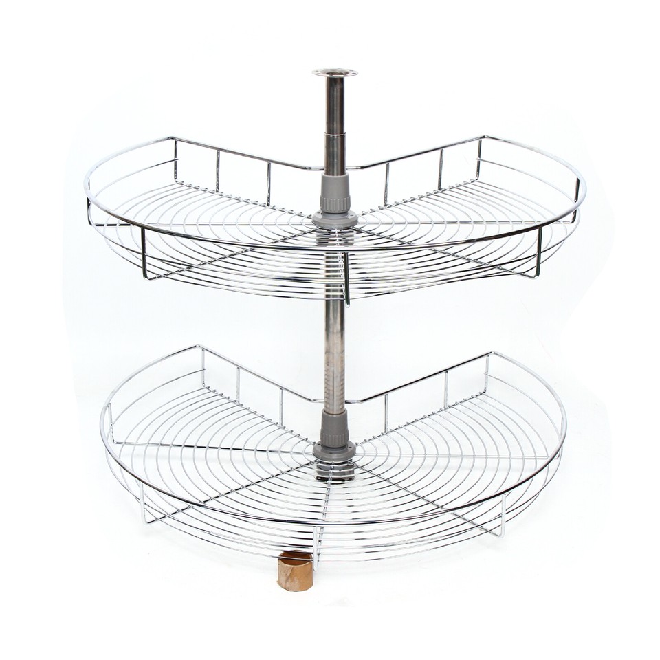 270 2 Tier Corner Pantry Wire Basket Rotating Carousel Kitchen Storage ...
