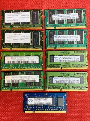 LOT of 9-Miscellaneous RAM Memory Modules 1GB 512MB 256MB | eBay