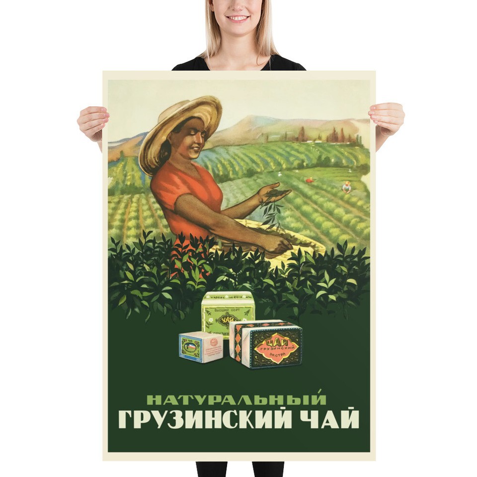 Georgian tea, USSR, 1956 — Soviet vintage tea poster, vintage tea print ...