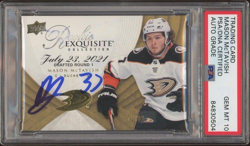 2021 UD Black Diamond Mason McTavish Exquisite Rookie Gold /99 Psa GEM ...