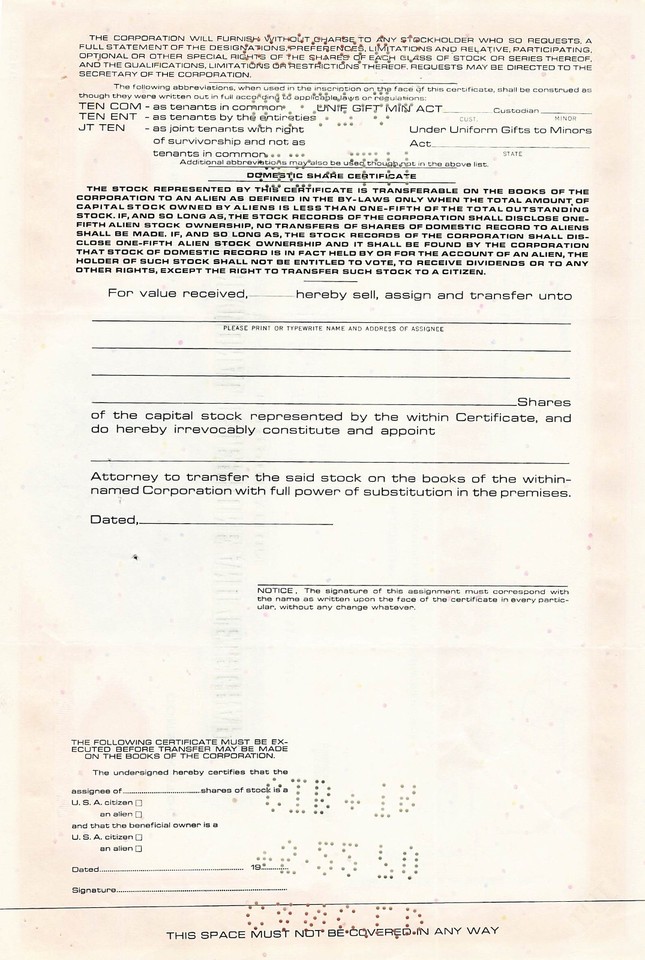 STOCK CERTIFICATE - INTERNATIONAL TELEPHONE & TELEGRAPH - 200 SHARES ...