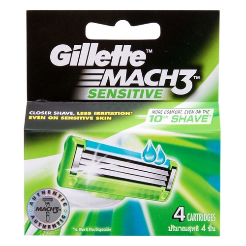 Gillette Mach 3 SENSITIVE CART 4S Razor Blades Cartridge Blades | eBay