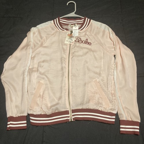About A Girl S Blush Pink Peach “Babe” Lightweight Bomber Varsity ...