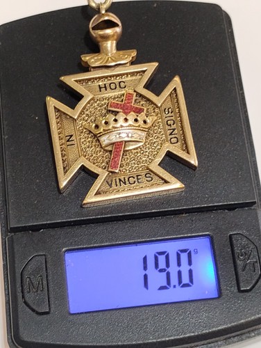 14k Gold Knights Templar Free Mason Watch Fob SEE PIX! Not Scrap 19 ...