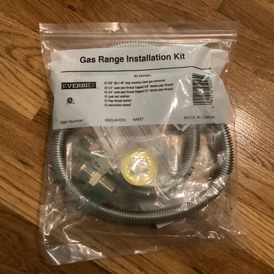 NEW EVERBILT 69014HDN GAS RANGE INSTALLATION KIT STAINLESS STEEL 5/8" X ...