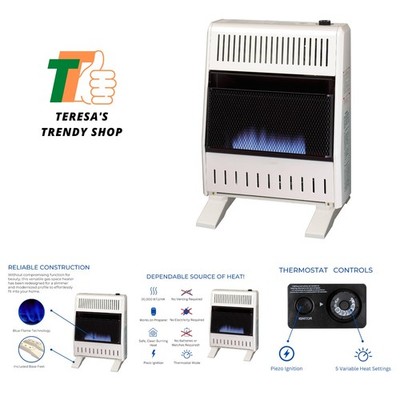 Ventless Propane Gas Blue Flame Space Heater with Thermostat Control ...