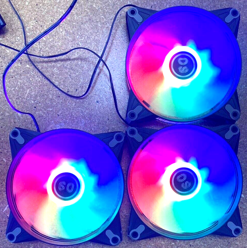 DS RGB Fans, 120mm 3 Pack Case Cooling LED Fans for White Black PC Case ...