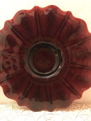 DEPRESSION GLASS OYSTER RUBY RED PUNCH BOWL SET | eBay