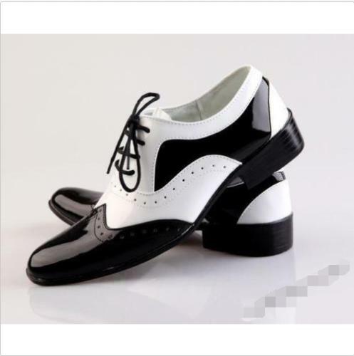 Mens Brogue Pointed Toe Patent Shiny Jazz Spats Dress formal Shoes ...