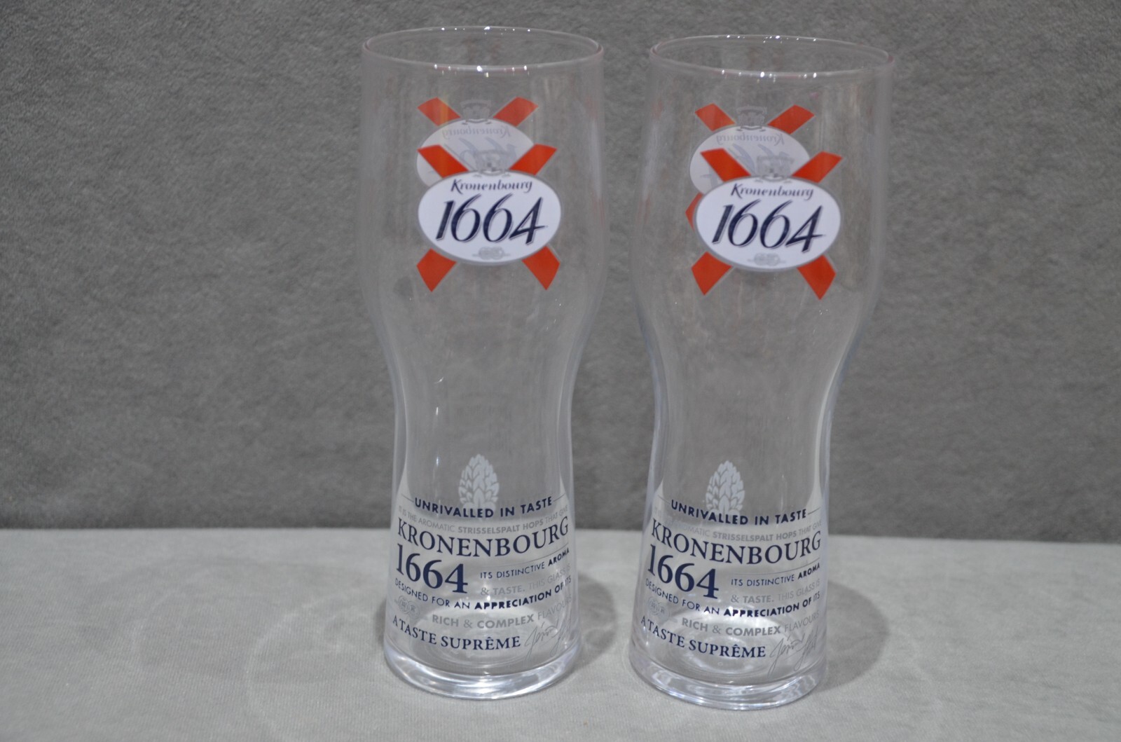 2x Kronenbourg 1664 Beer Lager One Pint 20oz Toughened Glass Brand New ...