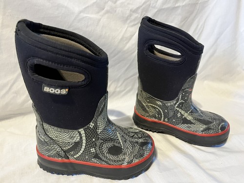 BOGS Classic Boots Toddler Boys Size 8 Black Snake Design Waterproof | eBay