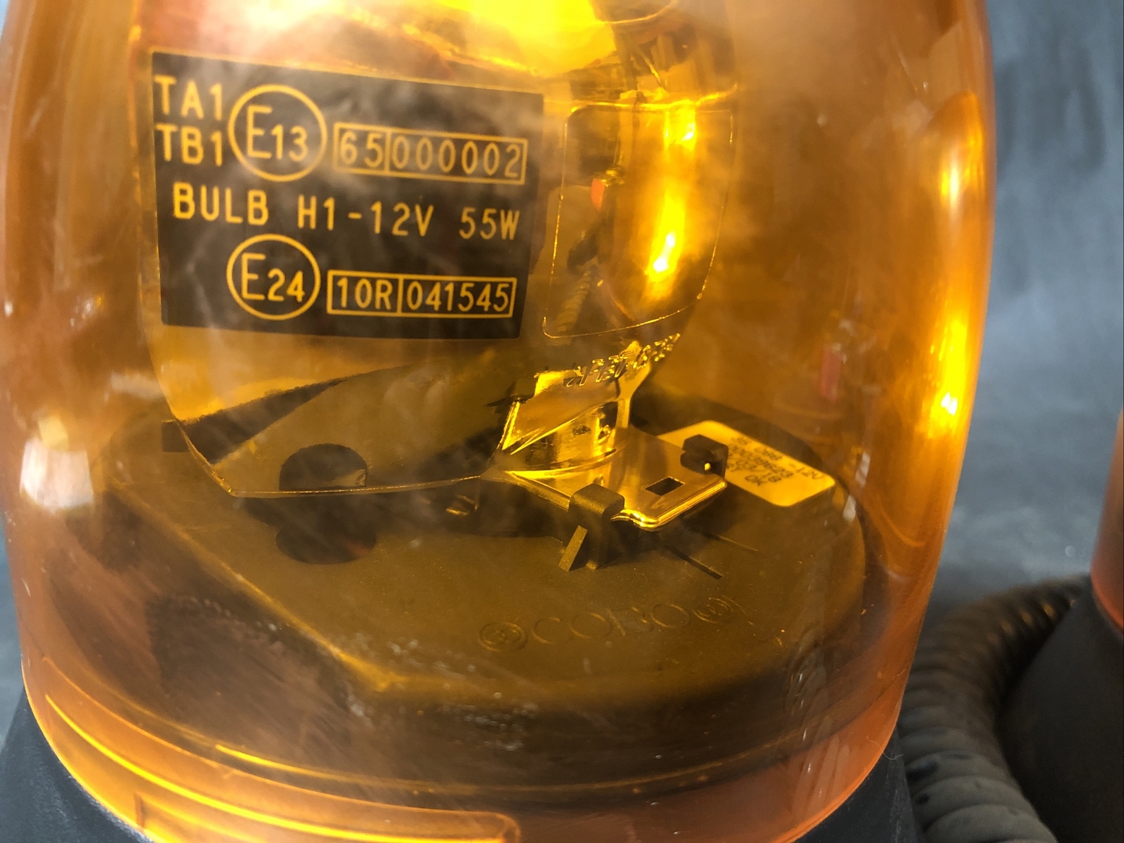 2- AMBER ROTATING EMERGENCY LAMP FLASHING LIGHT ORIGINAL COBO 12V 55W ...