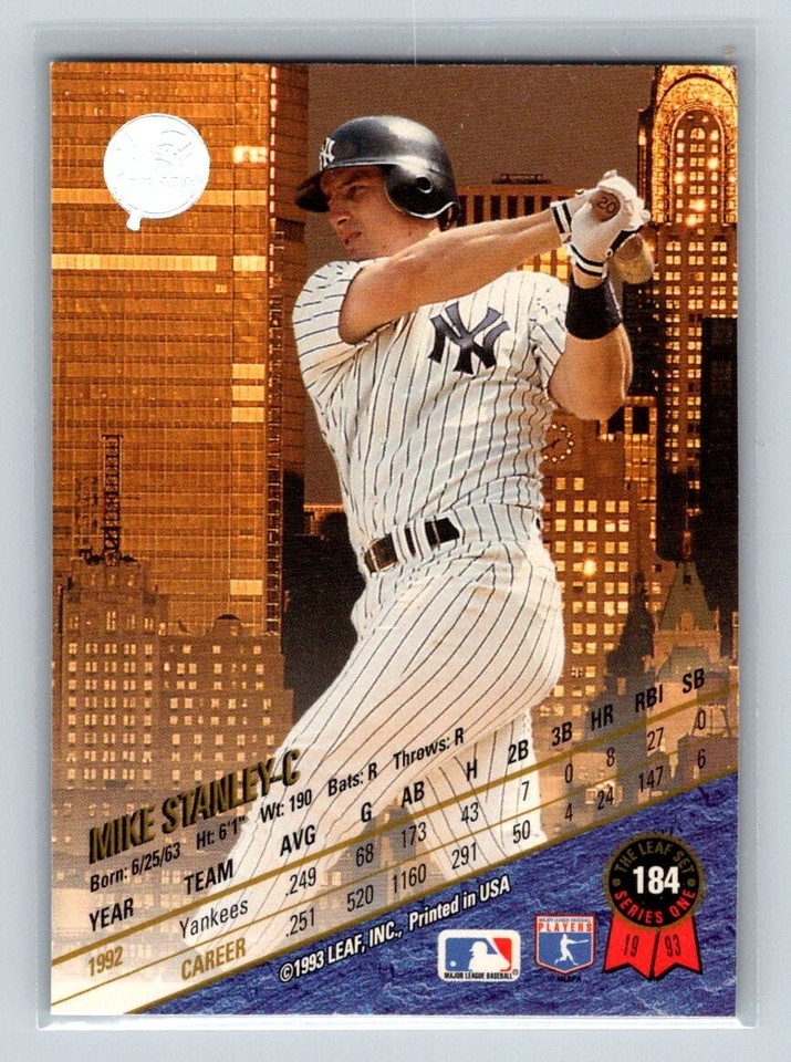 1993 Leaf Series 1 Baseball #184 Mike Stanley New York Yankees | eBay