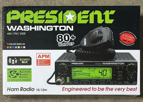 President WASHINGTON 10 Meter Radio AM FM SSB Modes 7 Color Display ...