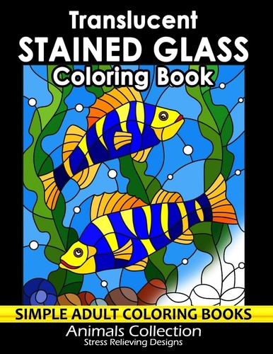 Translucent Stained Glass Coloring Book: Adorable Animals Adults ...