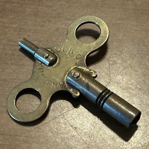 Vintage Ansonia Clock Co Brass Key - Original Double Sided Square Key ...