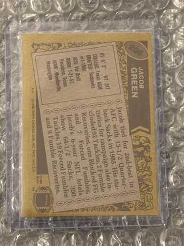 1986 Topps Football Jacob Green Card #206 | eBay