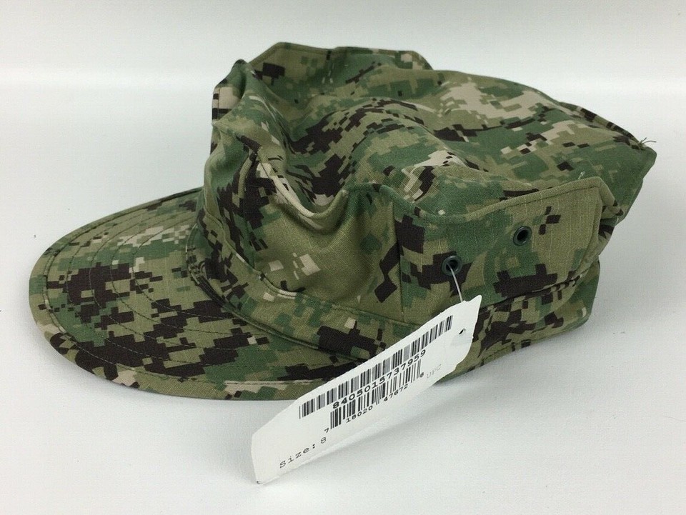 New USN NWU Type III Digital Woodland Utility 8 Point Cap Hat Size 8 ...