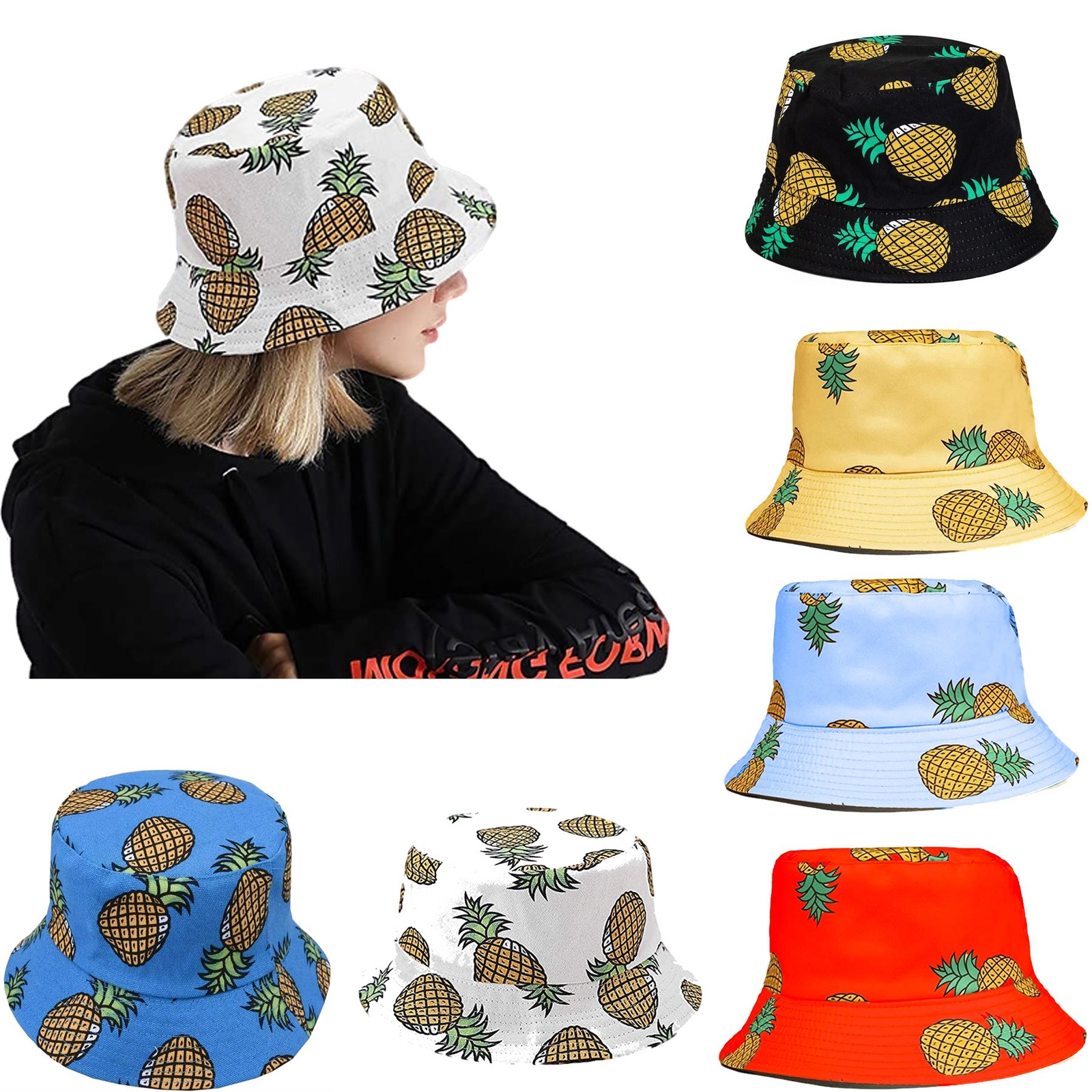 Unisex Pineapple Mens Bucket Hat Sun Hats For Women Mens Hats Fisherman ...