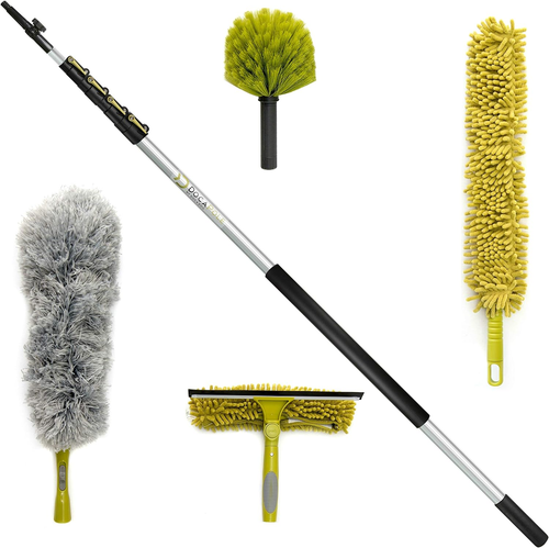 Reach Cleaning Kit with 6-24 Foot Telescoping Extension Pole, 30 Ft ...