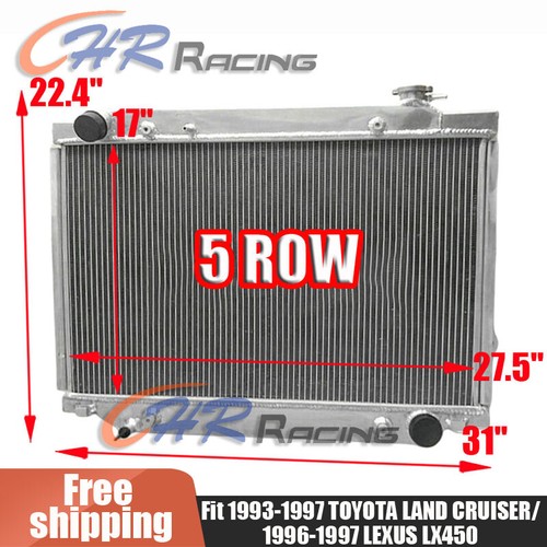 5 Row Aluminium Radiator for 1993-1997 Land Cruiser 80 Series 1FZ-FE 4 ...