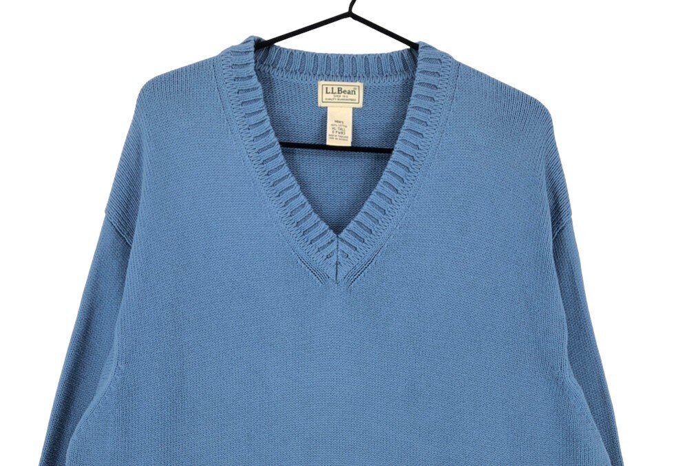 Vintage L.l. BEAN V-Neck Jumper Pullover Sweater Blue Men Size XL | eBay