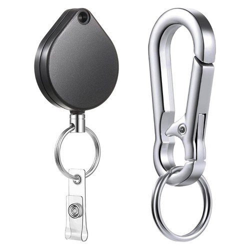 Heavy Duty Badge Reel Strong Casing Coiled Steel Wire Rope Carabiner ...