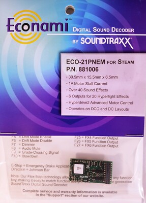 Soundtraxx ECO-21PNEM Steam Sound Decoder 21 Pin NEM version | eBay