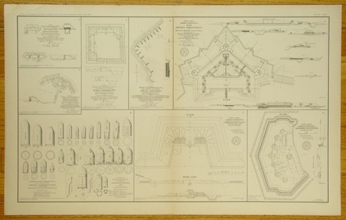 AUTHENTIC CIVIL WAR MAP ~ PLANS OF FORTS-BATTERIES-VA. & ALA ...
