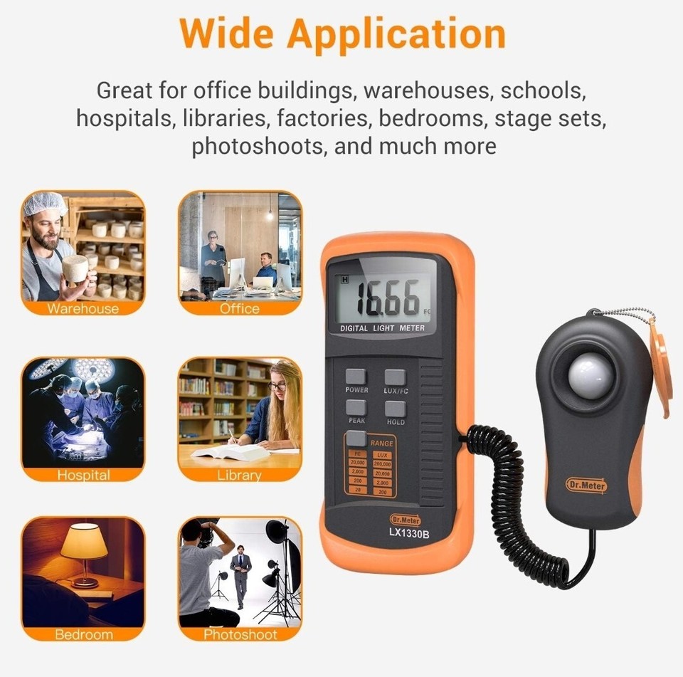 LX1330B Digital Lux Meter, 0-200,000 Measurement Range Light Meter | eBay