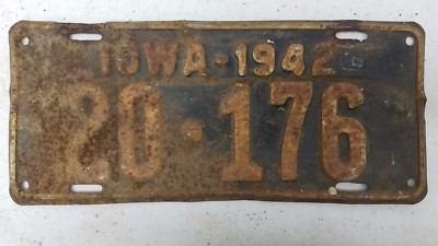 1942 IOWA Clarke County License Plate 20-176 | eBay
