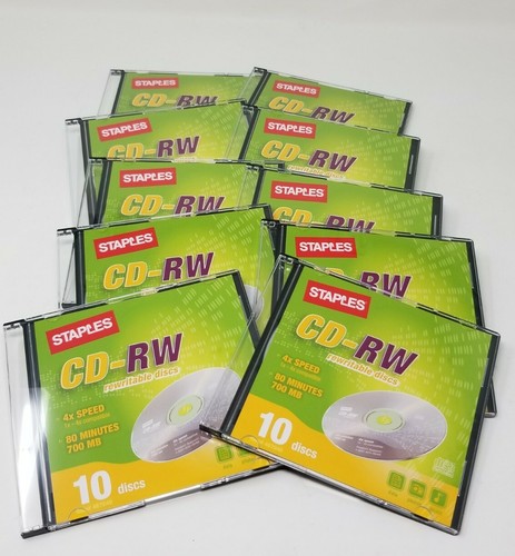 Staples CD-RW Rewritable Discs 4x - 80 Mins - 700 MB - 10 New | eBay