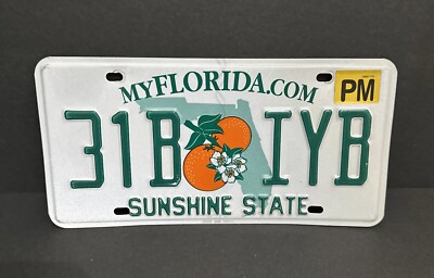 FLORIDA PERMANENT LICENSE PLATE — 31B 🍊 IYB — SUNSHINE STATE | eBay