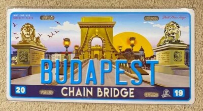 Budapest Hungary Chain Bridge Booster License Plate River Danube Castle ...