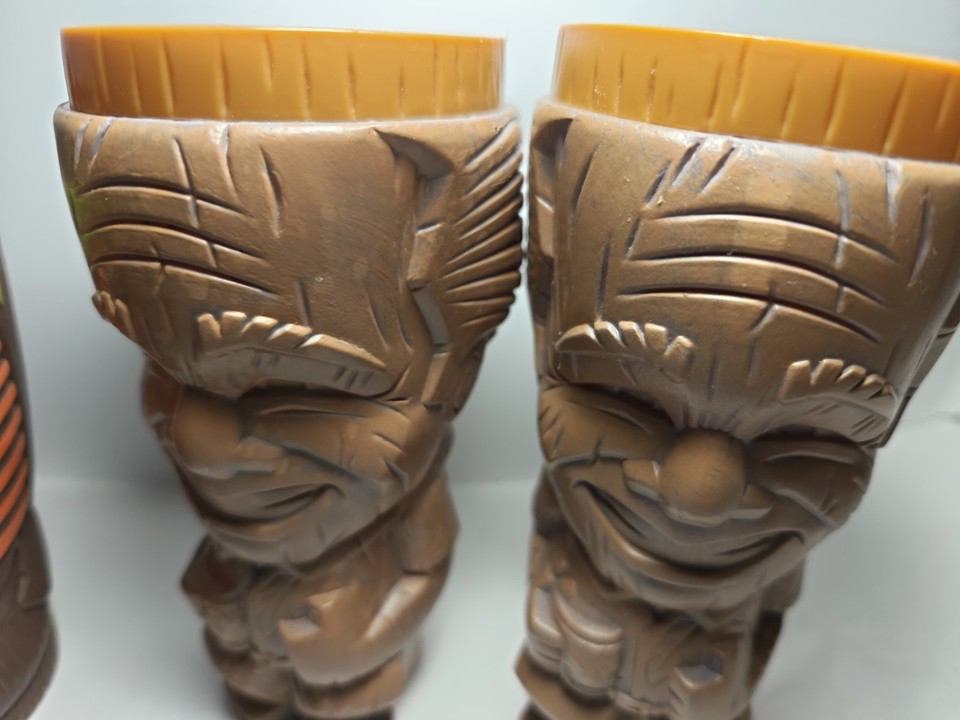 4 BOB CHINNS Tiki Mug Lot - 2 Mai Tai Face, 2 Bob Chinn Face Plastic ...