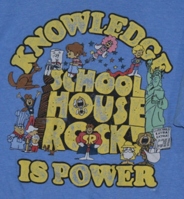 Schoolhouse Rock Knowledge Is Power Tee XL Blue Ripple Junction Cartoon ...