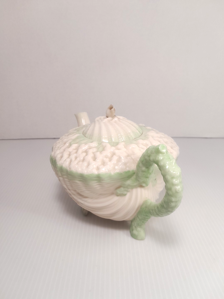 RARE Lot 8 Pc. Belleek Ireland NEPTUNE Green Sea Shell Teapot 2ND BLACK ...