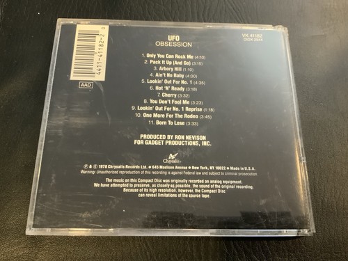 UFO - "Obsession" CD Original Issue 1988 Chrysalis Ultra Rare OOP VG+ ...