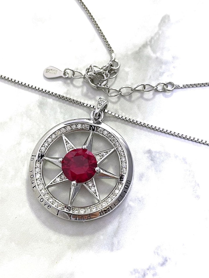 Certified Natural Ruby 2 carat Ruby Solitaire Pendant Necklace Compass ...