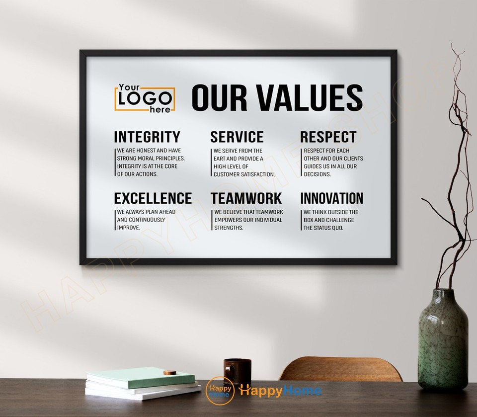 Personalized Company Core Values Wall Art Our Values Business Office ...