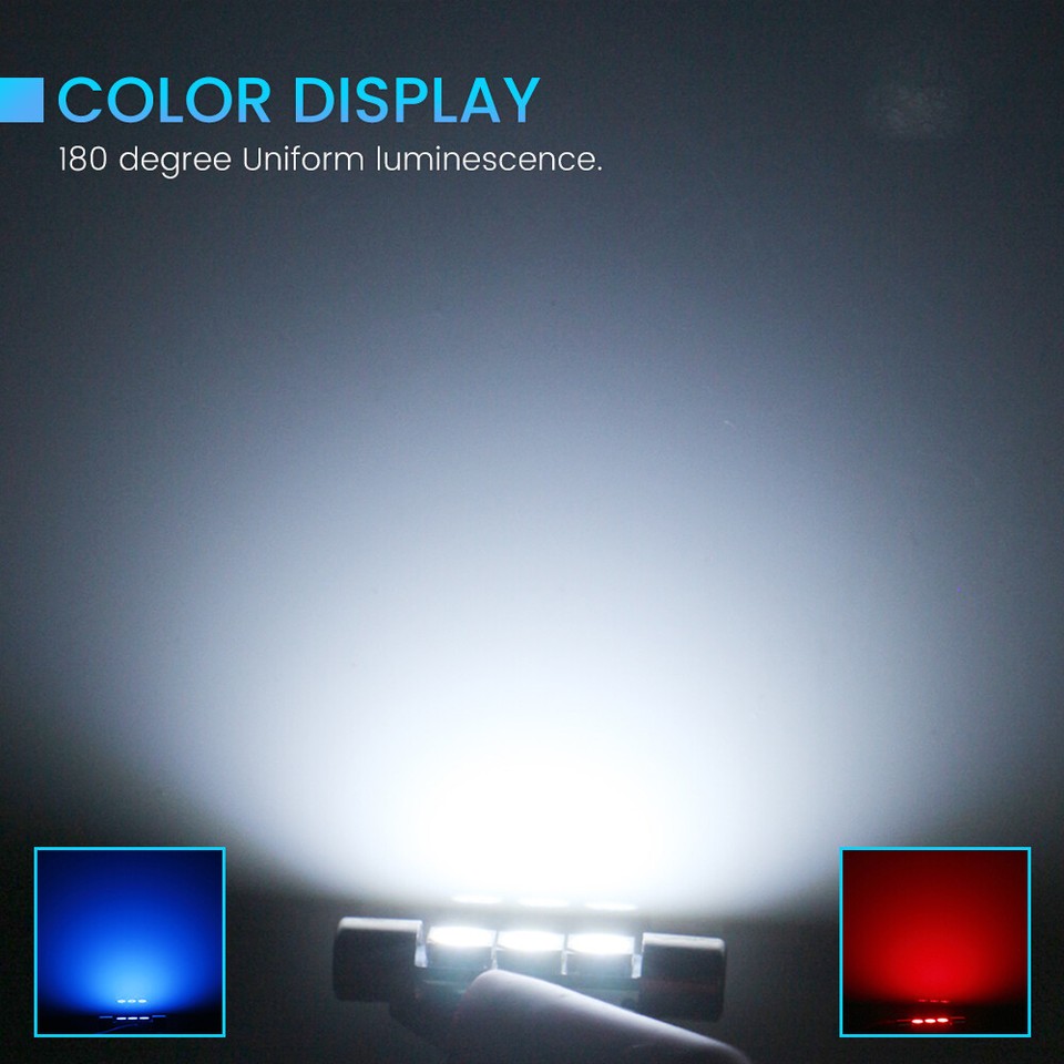 100Pcs 28mm/31mm 6641 6614F LED Bulb For Sun Visor Vanity Mirror Fuse ...