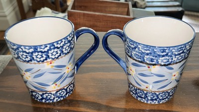 Set Of 2 Temptations By Tara Old World Blue 12 Oz Coffee Mug Cup | eBay