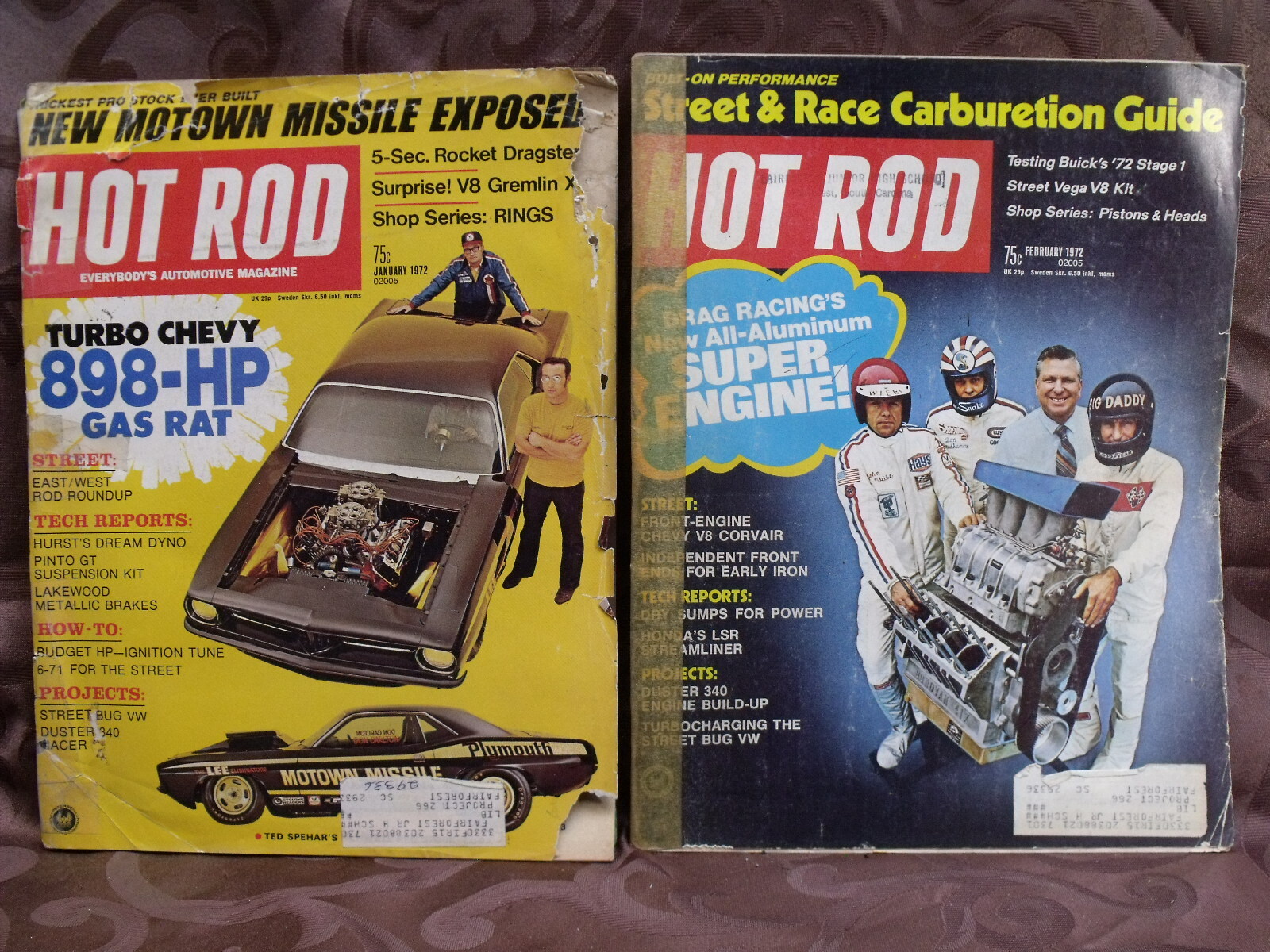 Lot of 12 HOT ROD Magazines ~ 1972 Full Complete Year, January to ...