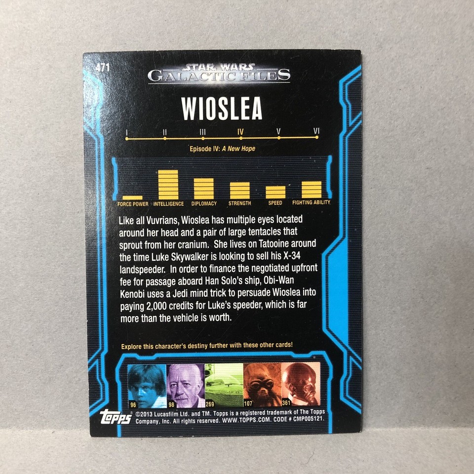 2013 Topps Star Wars Galactic Files 2 #471 Wioslea | eBay
